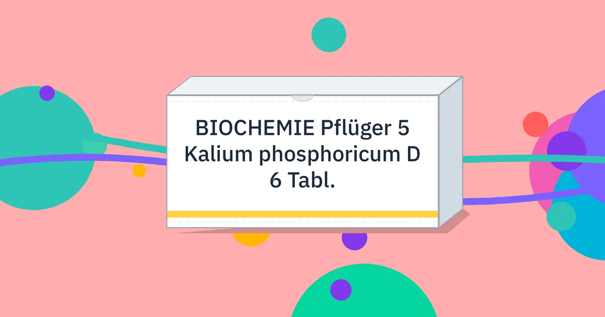 Symbolbild: Packung mit der Aufschrift BIOCHEMIE Pflüger 5 Kalium phosphoricum D 6 Tabl. (PZN 06319263) – Verfügbarkeit und Bezug in Apotheken in Frankfurt am Main