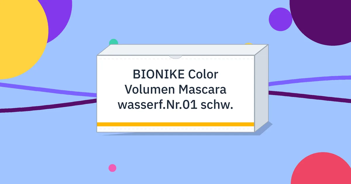 Symbolbild: Packung mit der Aufschrift BIONIKE Color Volumen Mascara wasserf.Nr.01 schw. (PZN 12606475) – Verfügbarkeit und Bezug in Apotheken in Frankfurt am Main