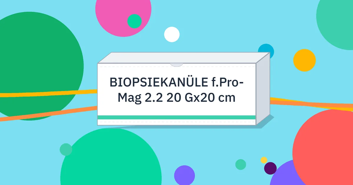 Symbolbild: Packung mit der Aufschrift BIOPSIEKANÜLE f.Pro-Mag 2.2 20 Gx20 cm (PZN 04507753) – Verfügbarkeit und Bezug in Apotheken in Frankfurt am Main