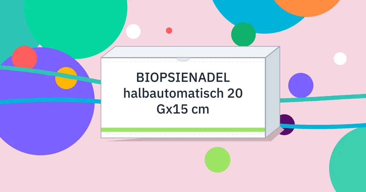 Symbolbild: Packung mit der Aufschrift BIOPSIENADEL halbautomatisch 20 Gx15 cm (PZN 18811986) – Verfügbarkeit und Bezug in Apotheken in Frankfurt am Main