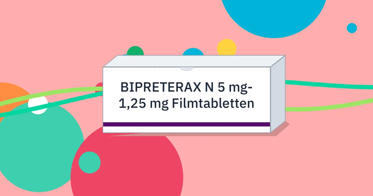 Symbolbild: Packung mit der Aufschrift BIPRETERAX N 5 mg-1,25 mg Filmtabletten (PZN 07523043) – Verfügbarkeit und Bezug in Apotheken in Frankfurt am Main