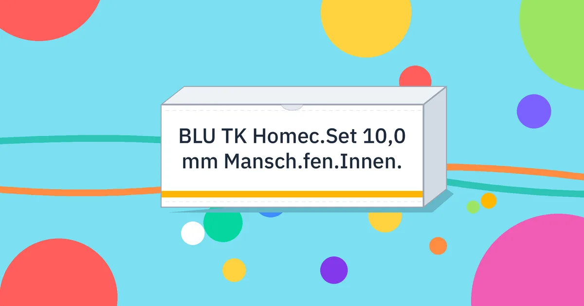 Symbolbild: Packung mit der Aufschrift BLU TK Homec.Set 10,0 mm Mansch.fen.Innen. (PZN 02150991) – Verfügbarkeit und Bezug in Apotheken in Frankfurt am Main