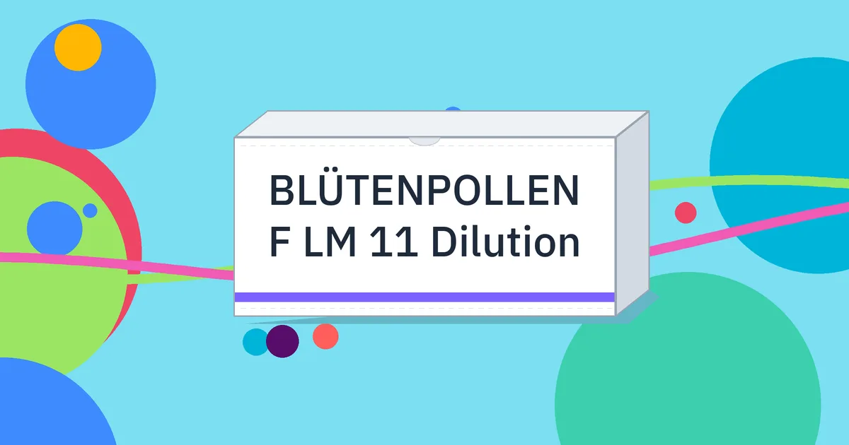 Symbolbild: Packung mit der Aufschrift BLÜTENPOLLEN F LM 11 Dilution (PZN 13389442) – Verfügbarkeit und Bezug in Apotheken in Frankfurt am Main
