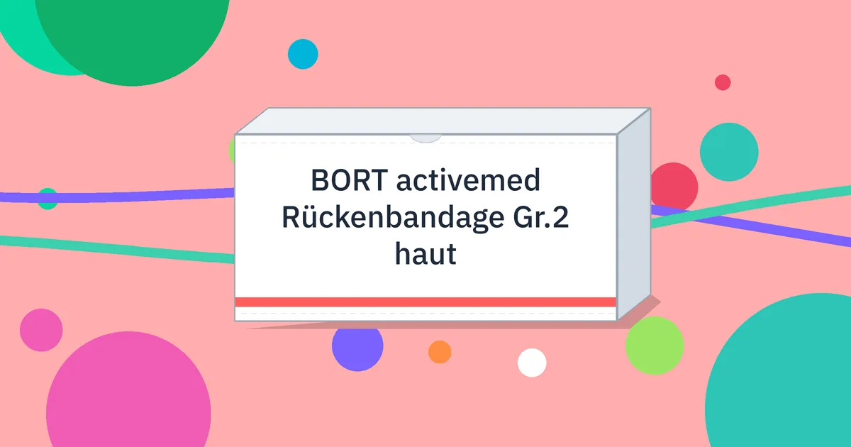 Symbolbild: Packung mit der Aufschrift BORT activemed Rückenbandage Gr.2 haut (PZN 15256337) – Verfügbarkeit und Bezug in Apotheken in Frankfurt am Main