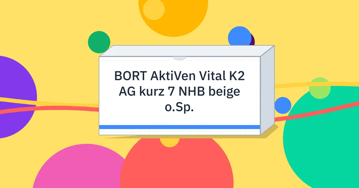 Symbolbild: Packung mit der Aufschrift BORT AktiVen Vital K2 AG kurz 7 NHB beige o.Sp. (PZN 13731544) – Verfügbarkeit und Bezug in Apotheken in Frankfurt am Main
