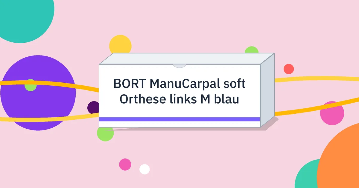 Symbolbild: Packung mit der Aufschrift BORT ManuCarpal soft Orthese links M blau (PZN 08522005) – Verfügbarkeit und Bezug in Apotheken in Frankfurt am Main