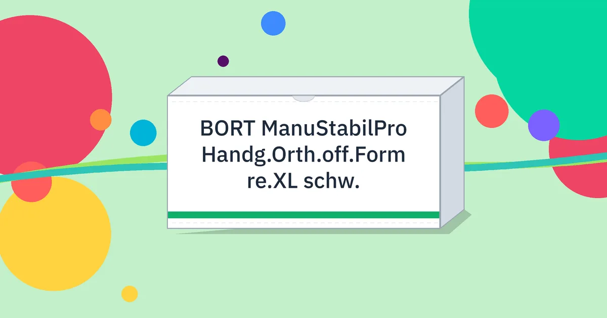 Symbolbild: Packung mit der Aufschrift BORT ManuStabilPro Handg.Orth.off.Form re.XL schw. (PZN 11583619) – Verfügbarkeit und Bezug in Apotheken in Frankfurt am Main