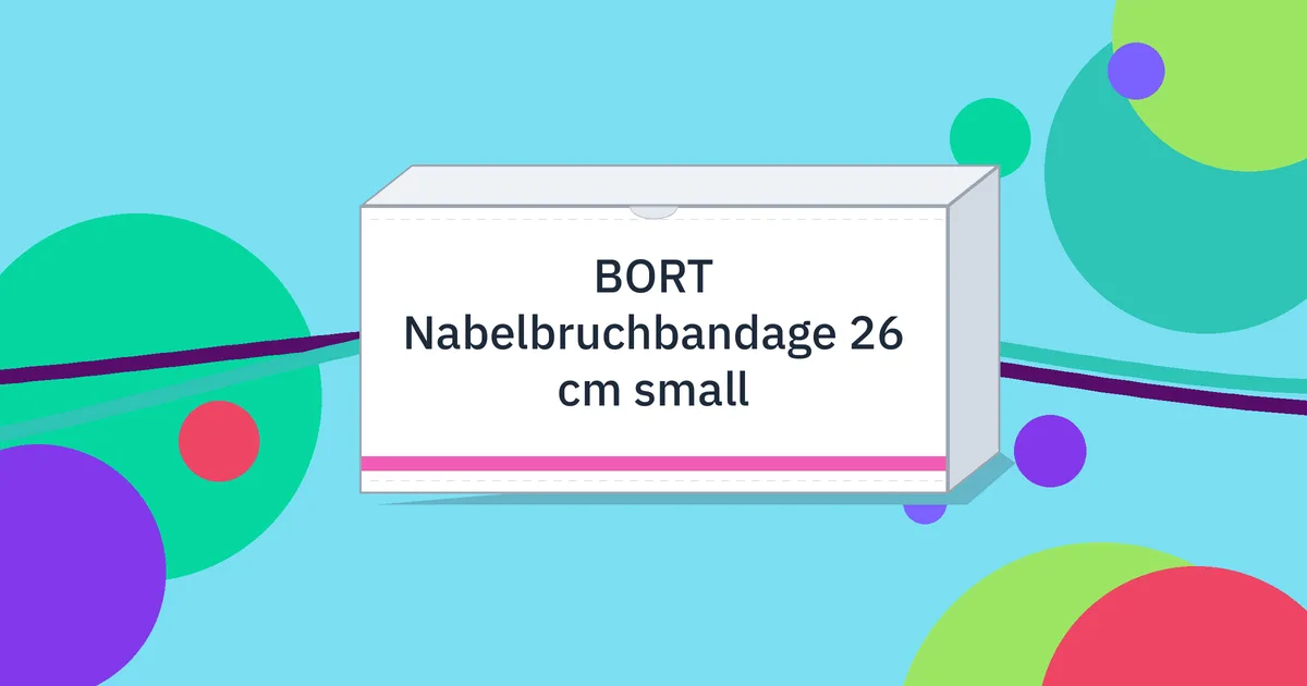 Symbolbild: Packung mit der Aufschrift BORT Nabelbruchbandage 26 cm small (PZN 20105652) – Verfügbarkeit und Bezug in Apotheken in Frankfurt am Main