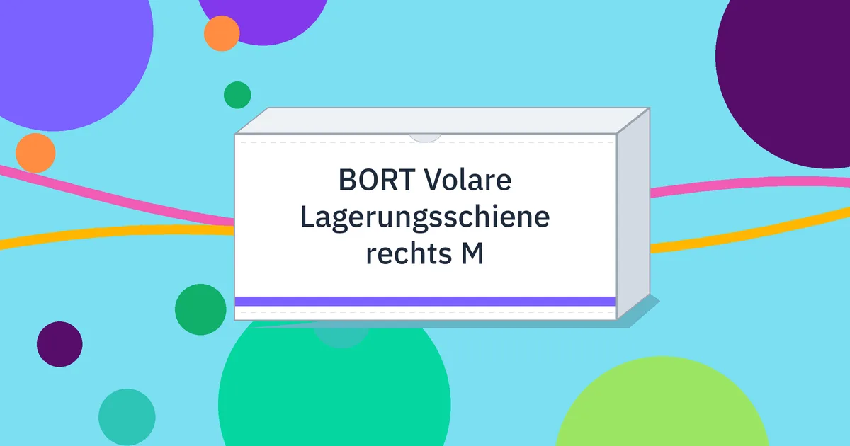Symbolbild: Packung mit der Aufschrift BORT Volare Lagerungsschiene rechts M (PZN 06157292) – Verfügbarkeit und Bezug in Apotheken in Frankfurt am Main
