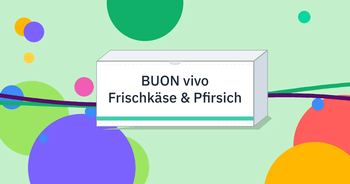 Symbolbild: Packung mit der Aufschrift BUON vivo Frischkäse & Pfirsich (PZN 17553370) – Verfügbarkeit und Bezug in Apotheken in Frankfurt am Main