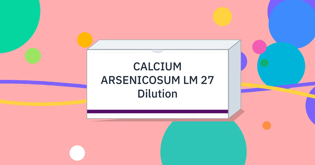 Symbolbild: Packung mit der Aufschrift CALCIUM ARSENICOSUM LM 27 Dilution (PZN 12800177) – Verfügbarkeit und Bezug in Apotheken in Frankfurt am Main