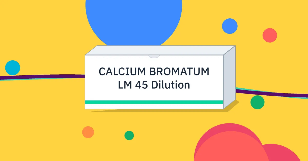 Symbolbild: Packung mit der Aufschrift CALCIUM BROMATUM LM 45 Dilution (PZN 13408116) – Verfügbarkeit und Bezug in Apotheken in Frankfurt am Main