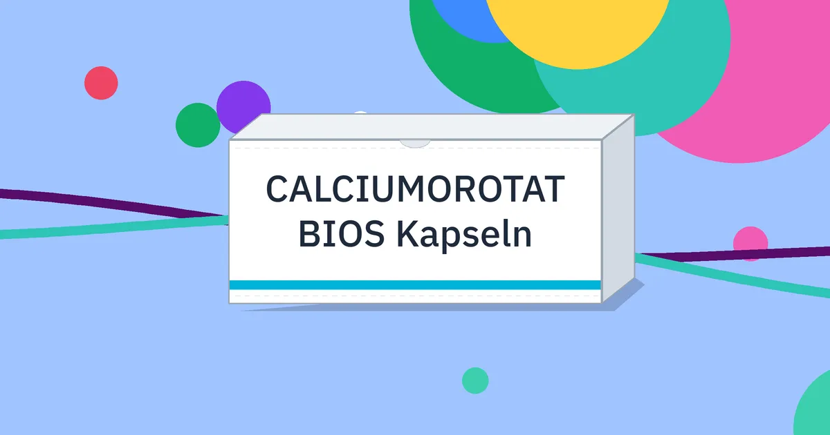 Symbolbild: Packung mit der Aufschrift CALCIUMOROTAT BIOS Kapseln (PZN 16329104) – Verfügbarkeit und Bezug in Apotheken in Frankfurt am Main