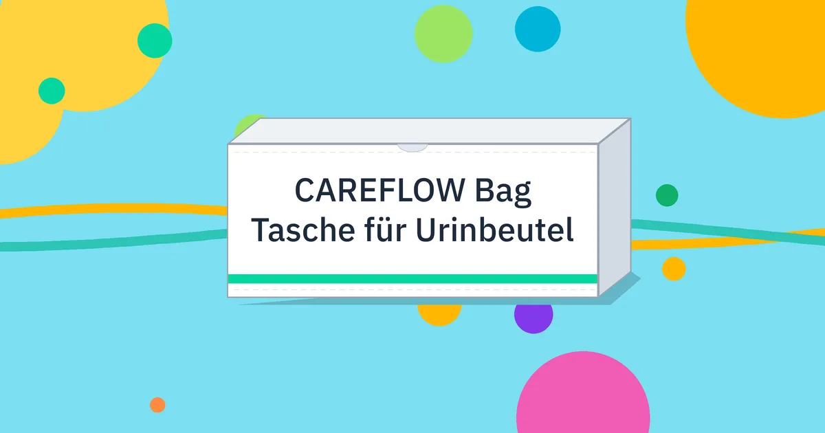 Symbolbild: Packung mit der Aufschrift CAREFLOW Bag Tasche für Urinbeutel (PZN 09764331) – Verfügbarkeit und Bezug in Apotheken in Frankfurt am Main