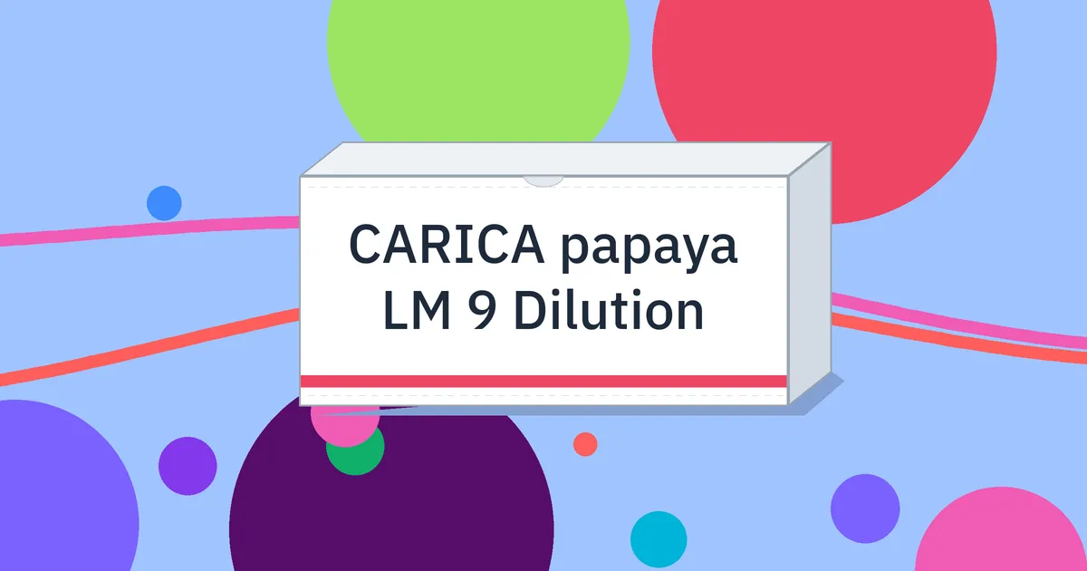 Symbolbild: Packung mit der Aufschrift CARICA papaya LM 9 Dilution (PZN 13430529) – Verfügbarkeit und Bezug in Apotheken in Frankfurt am Main