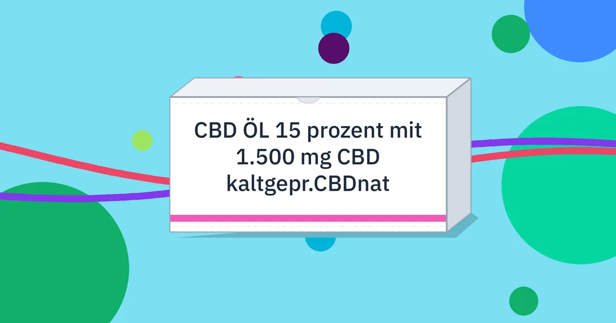 Symbolbild: Packung mit der Aufschrift CBD ÖL 15 prozent mit 1.500 mg CBD kaltgepr.CBDnat (PZN 18413866) – Verfügbarkeit und Bezug in Apotheken in Frankfurt am Main