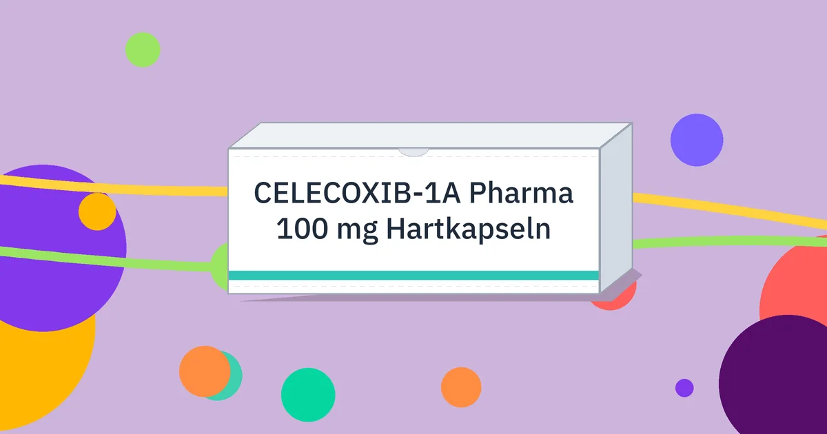 Symbolbild: Packung mit der Aufschrift CELECOXIB-1A Pharma 100 mg Hartkapseln (PZN 10526648) – Verfügbarkeit und Bezug in Apotheken in Frankfurt am Main