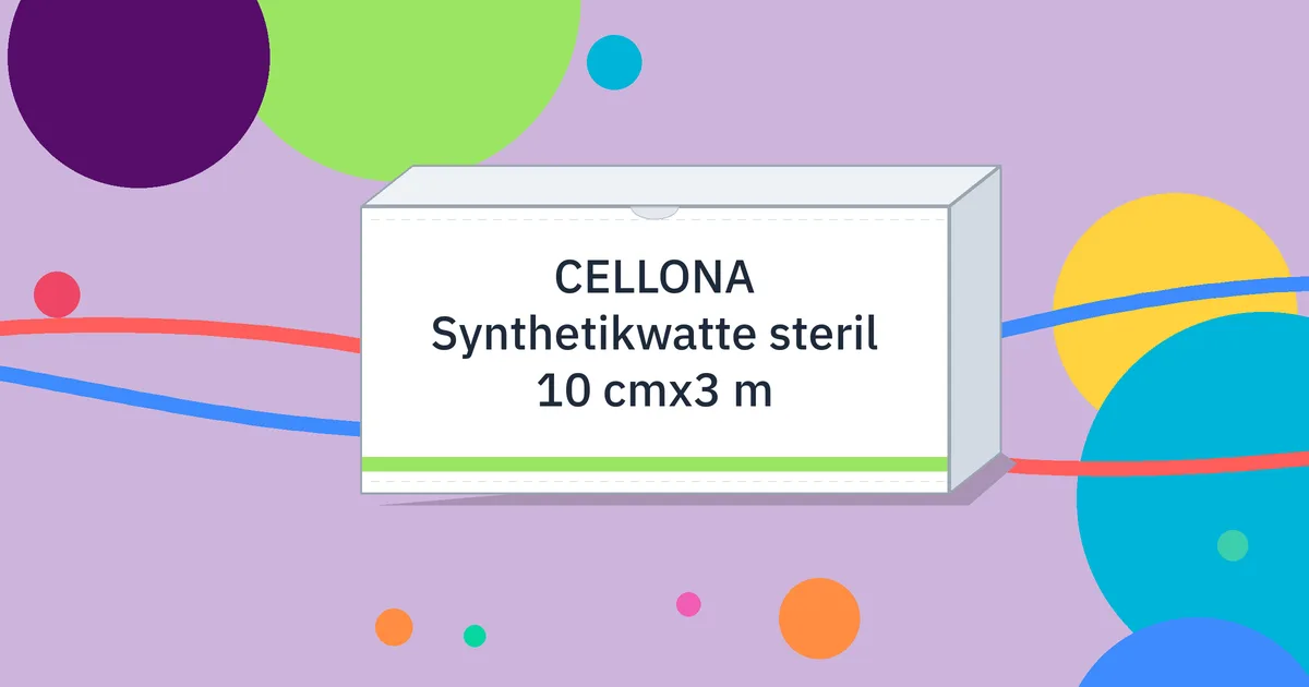 Symbolbild: Packung mit der Aufschrift CELLONA Synthetikwatte steril 10 cmx3 m (PZN 17433453) – Verfügbarkeit und Bezug in Apotheken in Frankfurt am Main