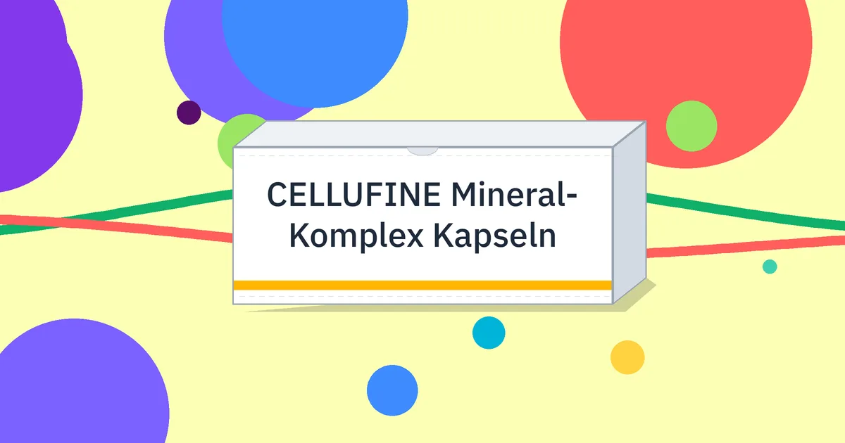 Symbolbild: Packung mit der Aufschrift CELLUFINE Mineral-Komplex Kapseln (PZN 17553111) – Verfügbarkeit und Bezug in Apotheken in Frankfurt am Main