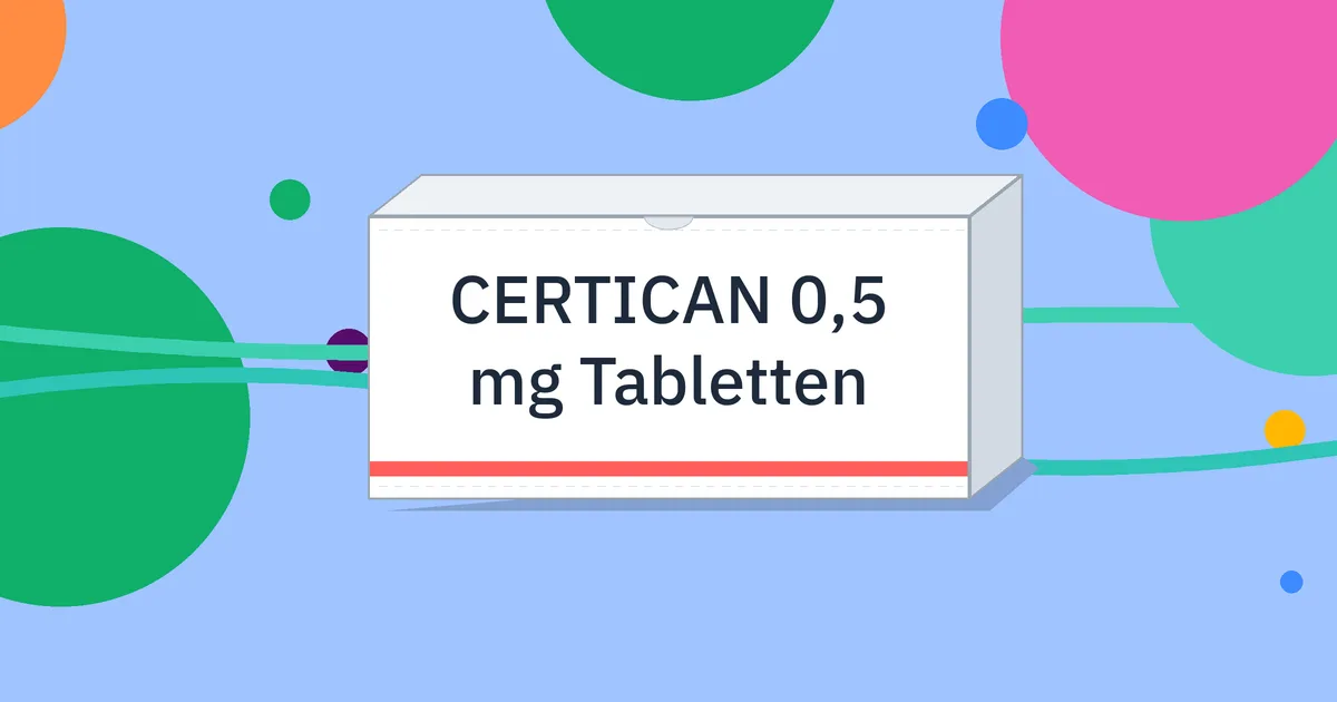 Symbolbild: Packung mit der Aufschrift CERTICAN 0,5 mg Tabletten (PZN 02066747) – Verfügbarkeit und Bezug in Apotheken in Frankfurt am Main