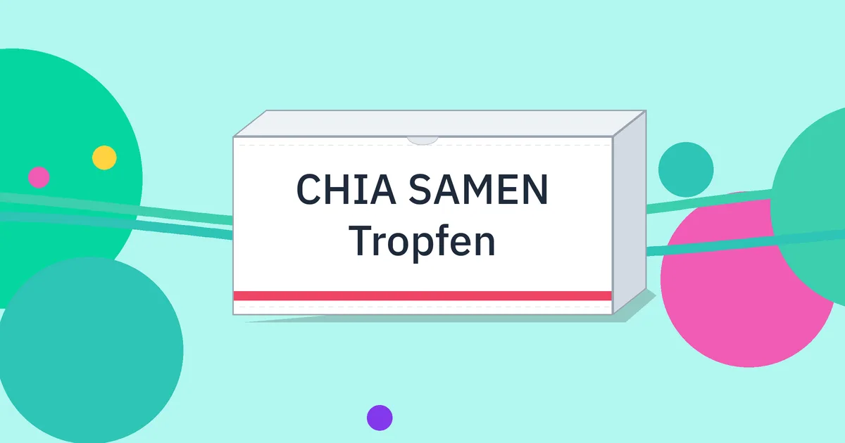 Symbolbild: Packung mit der Aufschrift CHIA SAMEN Tropfen (PZN 16129701) – Verfügbarkeit und Bezug in Apotheken in Frankfurt am Main