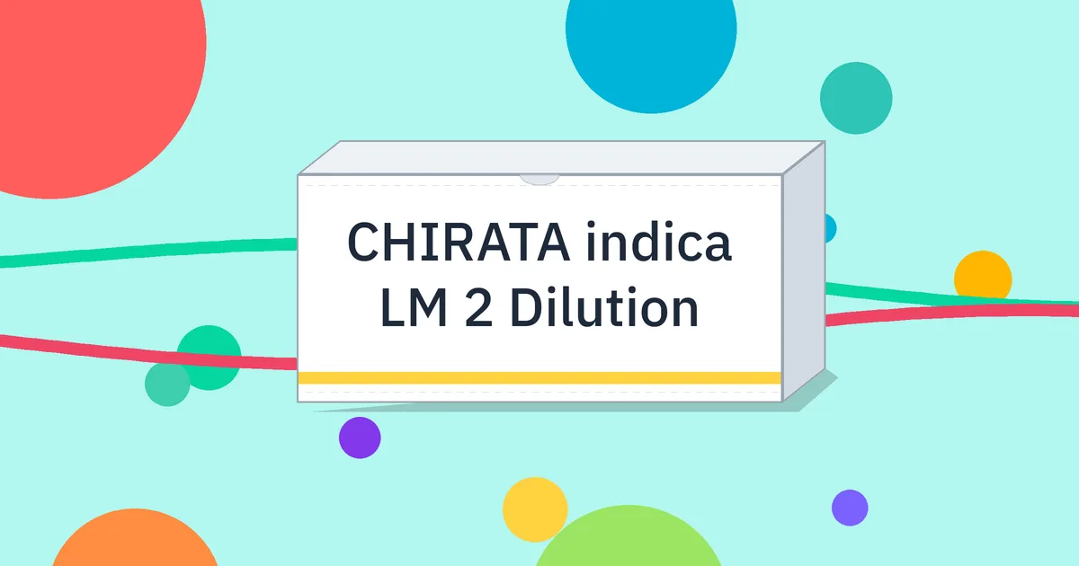 Symbolbild: Packung mit der Aufschrift CHIRATA indica LM 2 Dilution (PZN 13443495) – Verfügbarkeit und Bezug in Apotheken in Frankfurt am Main