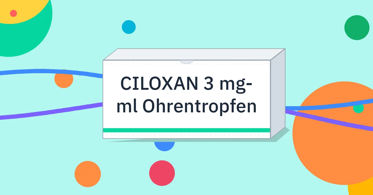 Symbolbild: Packung mit der Aufschrift CILOXAN 3 mg-ml Ohrentropfen (PZN 09476626) – Verfügbarkeit und Bezug in Apotheken in Frankfurt am Main