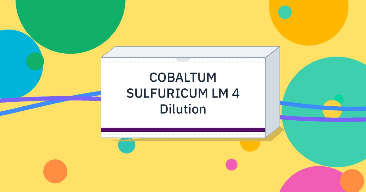 Symbolbild: Packung mit der Aufschrift COBALTUM SULFURICUM LM 4 Dilution (PZN 12824433) – Verfügbarkeit und Bezug in Apotheken in Frankfurt am Main