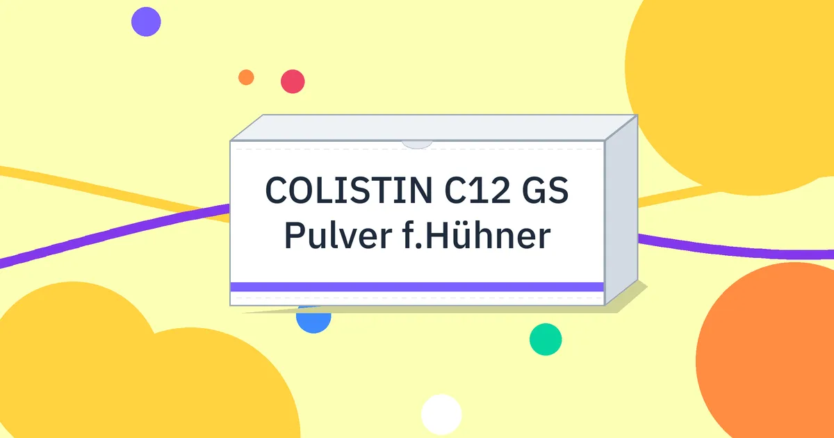 Symbolbild: Packung mit der Aufschrift COLISTIN C12 GS Pulver f.Hühner (PZN 00182745) – Verfügbarkeit und Bezug in Apotheken in Frankfurt am Main