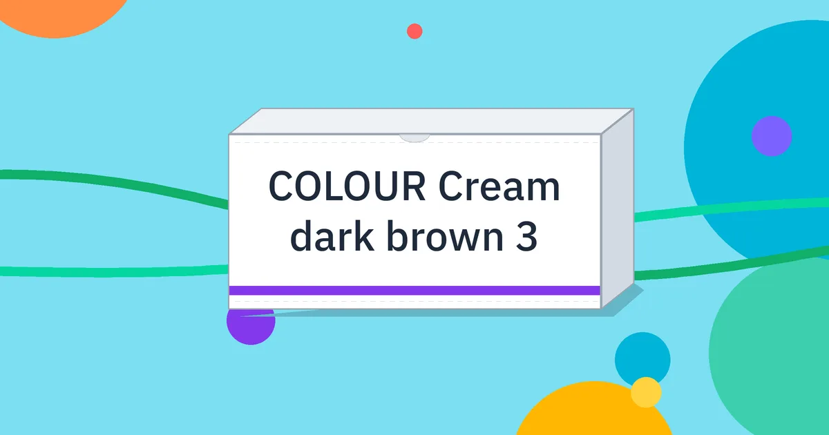 Symbolbild: Packung mit der Aufschrift COLOUR Cream dark brown 3 (PZN 04562433) – Verfügbarkeit und Bezug in Apotheken in Frankfurt am Main