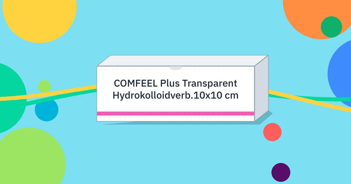 Symbolbild: Packung mit der Aufschrift COMFEEL Plus Transparent Hydrokolloidverb.10x10 cm (PZN 18125943) – Verfügbarkeit und Bezug in Apotheken in Frankfurt am Main