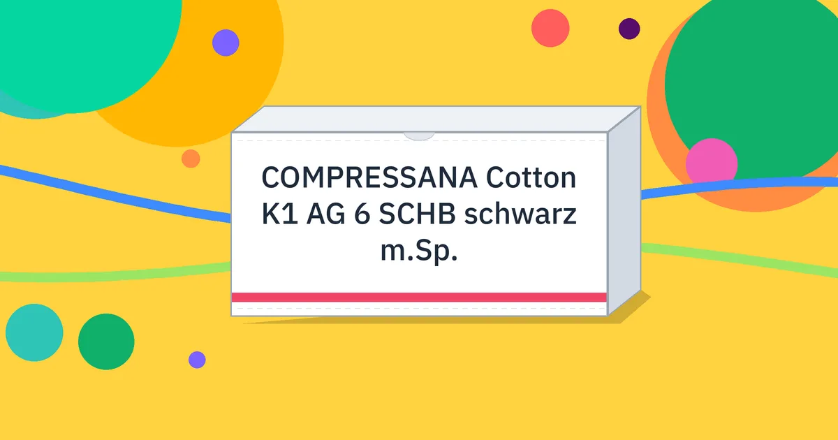 Symbolbild: Packung mit der Aufschrift COMPRESSANA Cotton K1 AG 6 SCHB schwarz m.Sp. (PZN 16959940) – Verfügbarkeit und Bezug in Apotheken in Frankfurt am Main