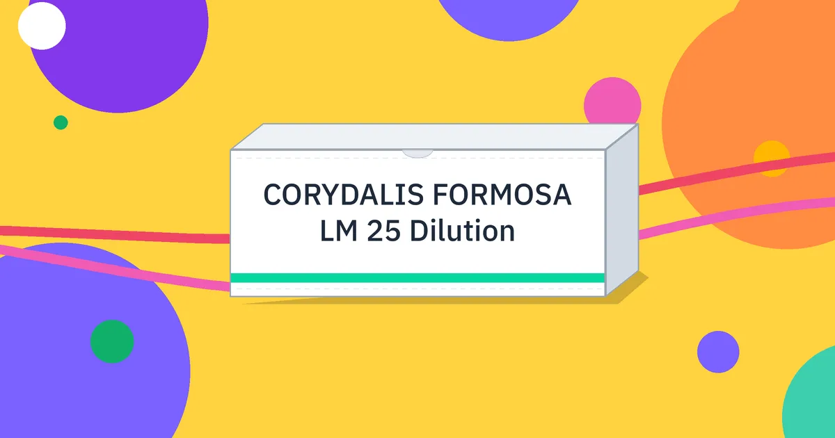 Symbolbild: Packung mit der Aufschrift CORYDALIS FORMOSA LM 25 Dilution (PZN 13454145) – Verfügbarkeit und Bezug in Apotheken in Frankfurt am Main