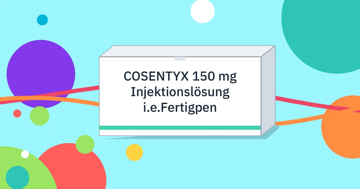 Symbolbild: Packung mit der Aufschrift COSENTYX 150 mg Injektionslösung i.e.Fertigpen (PZN 12733624) – Verfügbarkeit und Bezug in Apotheken in Frankfurt am Main