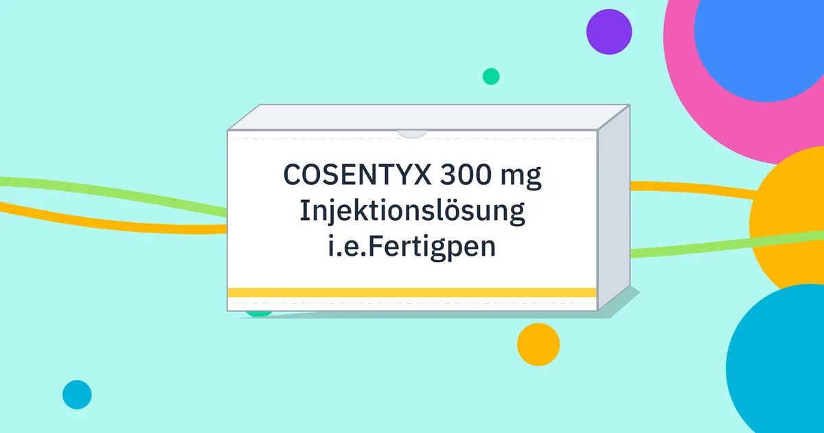 Symbolbild: Packung mit der Aufschrift COSENTYX 300 mg Injektionslösung i.e.Fertigpen (PZN 18822079) – Verfügbarkeit und Bezug in Apotheken in Frankfurt am Main