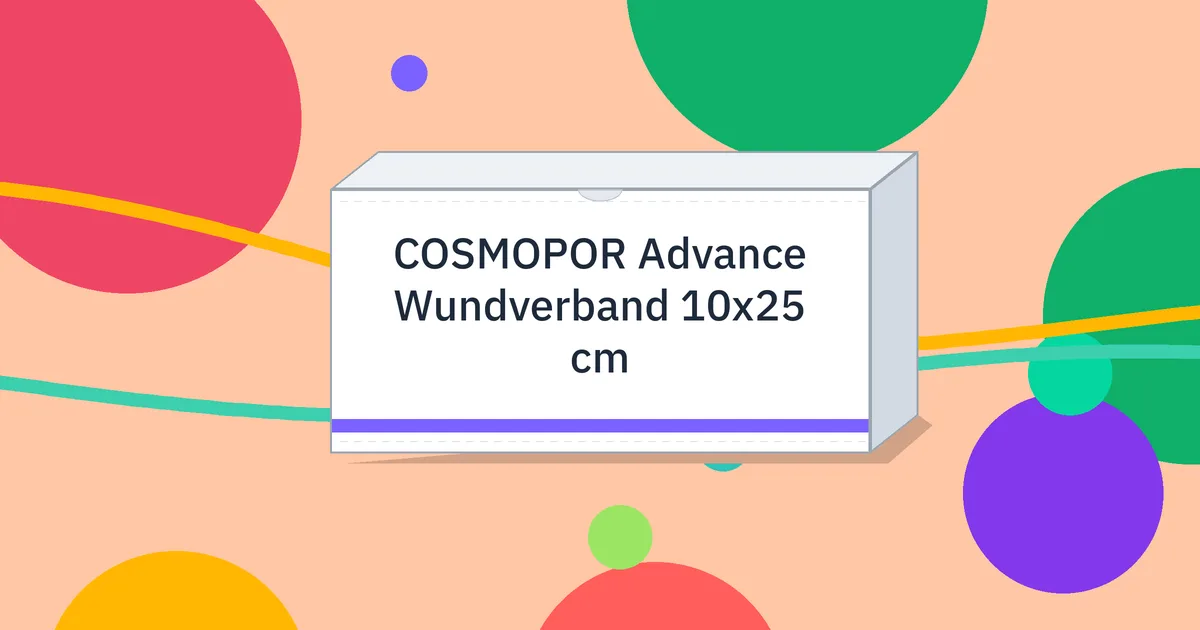 Symbolbild: Packung mit der Aufschrift COSMOPOR Advance Wundverband 10x25 cm (PZN 03546478) – Verfügbarkeit und Bezug in Apotheken in Frankfurt am Main