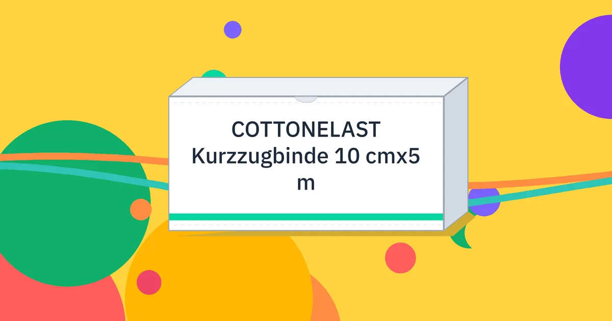 Symbolbild: Packung mit der Aufschrift COTTONELAST Kurzzugbinde 10 cmx5 m (PZN 18037742) – Verfügbarkeit und Bezug in Apotheken in Frankfurt am Main