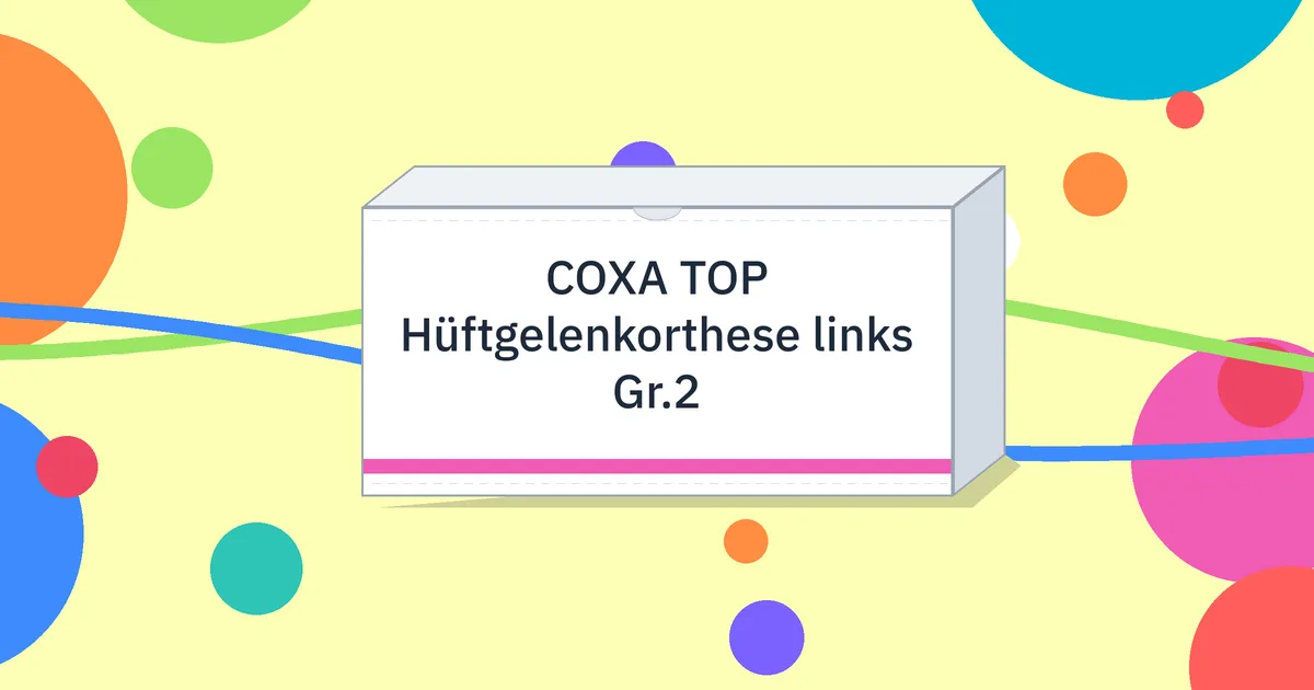 Symbolbild: Packung mit der Aufschrift COXA TOP Hüftgelenkorthese links Gr.2 (PZN 05045651) – Verfügbarkeit und Bezug in Apotheken in Frankfurt am Main