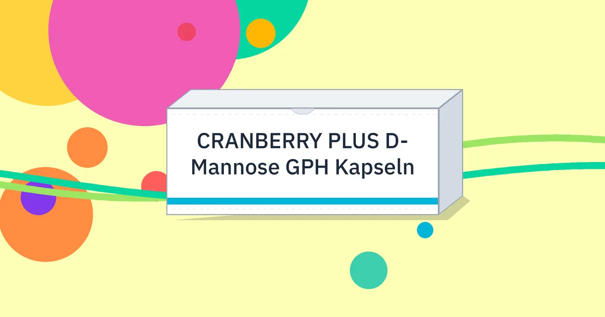 Symbolbild: Packung mit der Aufschrift CRANBERRY PLUS D-Mannose GPH Kapseln (PZN 15657119) – Verfügbarkeit und Bezug in Apotheken in Frankfurt am Main