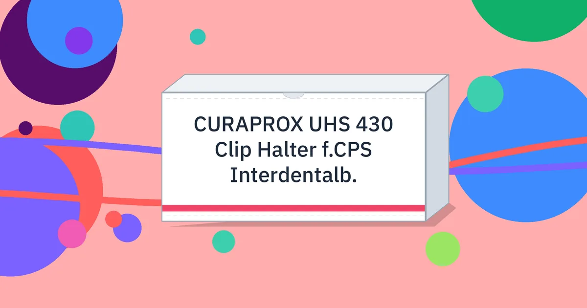 Symbolbild: Packung mit der Aufschrift CURAPROX UHS 430 Clip Halter f.CPS Interdentalb. (PZN 08700317) – Verfügbarkeit und Bezug in Apotheken in Frankfurt am Main