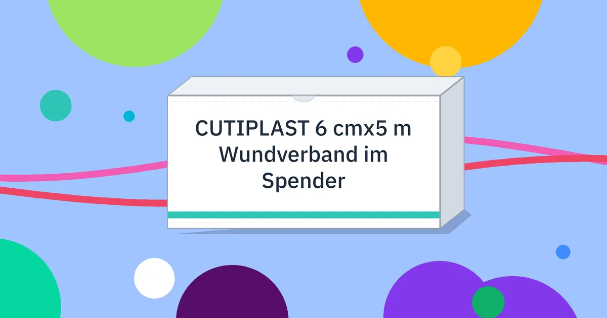Symbolbild: Packung mit der Aufschrift CUTIPLAST 6 cmx5 m Wundverband im Spender (PZN 15403815) – Verfügbarkeit und Bezug in Apotheken in Frankfurt am Main