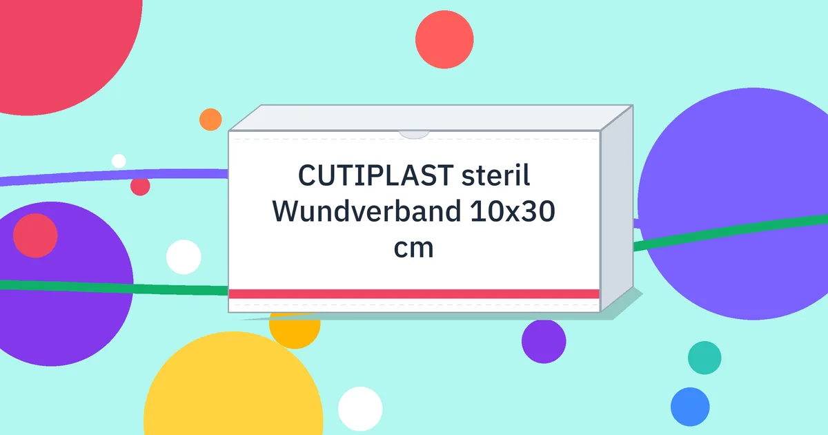 Symbolbild: Packung mit der Aufschrift CUTIPLAST steril Wundverband 10x30 cm (PZN 16156460) – Verfügbarkeit und Bezug in Apotheken in Frankfurt am Main
