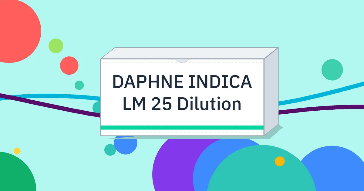 Symbolbild: Packung mit der Aufschrift DAPHNE INDICA LM 25 Dilution (PZN 13461636) – Verfügbarkeit und Bezug in Apotheken in Frankfurt am Main