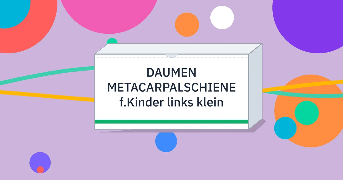 Symbolbild: Packung mit der Aufschrift DAUMEN METACARPALSCHIENE f.Kinder links klein (PZN 02639284) – Verfügbarkeit und Bezug in Apotheken in Frankfurt am Main
