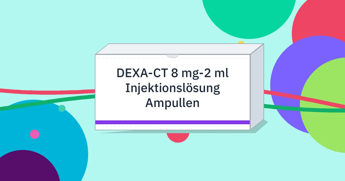 Symbolbild: Packung mit der Aufschrift DEXA-CT 8 mg-2 ml Injektionslösung Ampullen (PZN 07692567) – Verfügbarkeit und Bezug in Apotheken in Frankfurt am Main