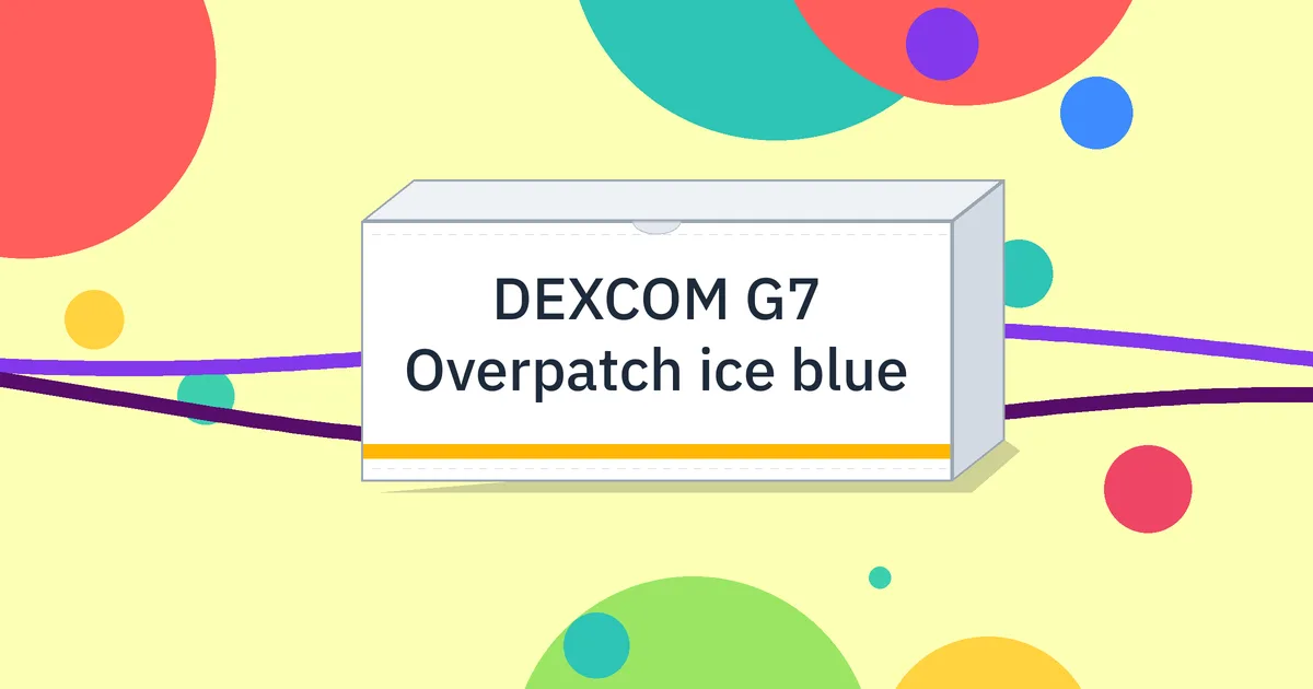 Symbolbild: Packung mit der Aufschrift DEXCOM G7 Overpatch ice blue (PZN 19866073) – Verfügbarkeit und Bezug in Apotheken in Frankfurt am Main