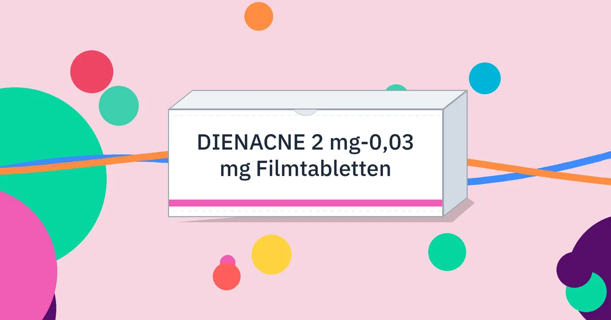 Symbolbild: Packung mit der Aufschrift DIENACNE 2 mg-0,03 mg Filmtabletten (PZN 14189194) – Verfügbarkeit und Bezug in Apotheken in Frankfurt am Main