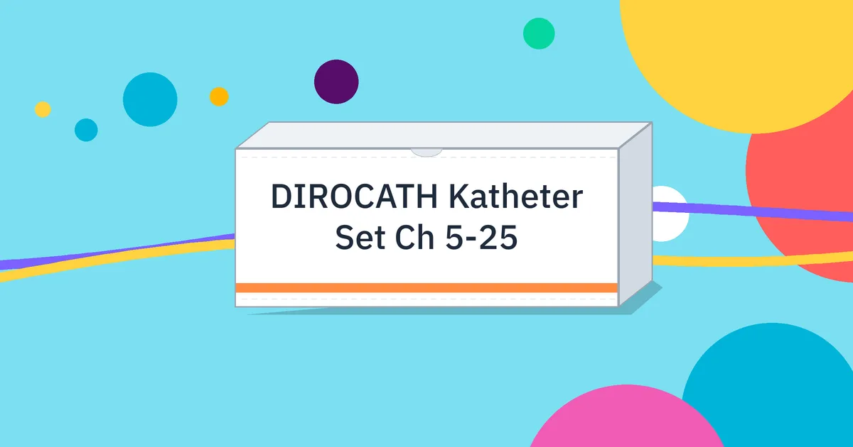 Symbolbild: Packung mit der Aufschrift DIROCATH Katheter Set Ch 5-25 (PZN 04341287) – Verfügbarkeit und Bezug in Apotheken in Frankfurt am Main