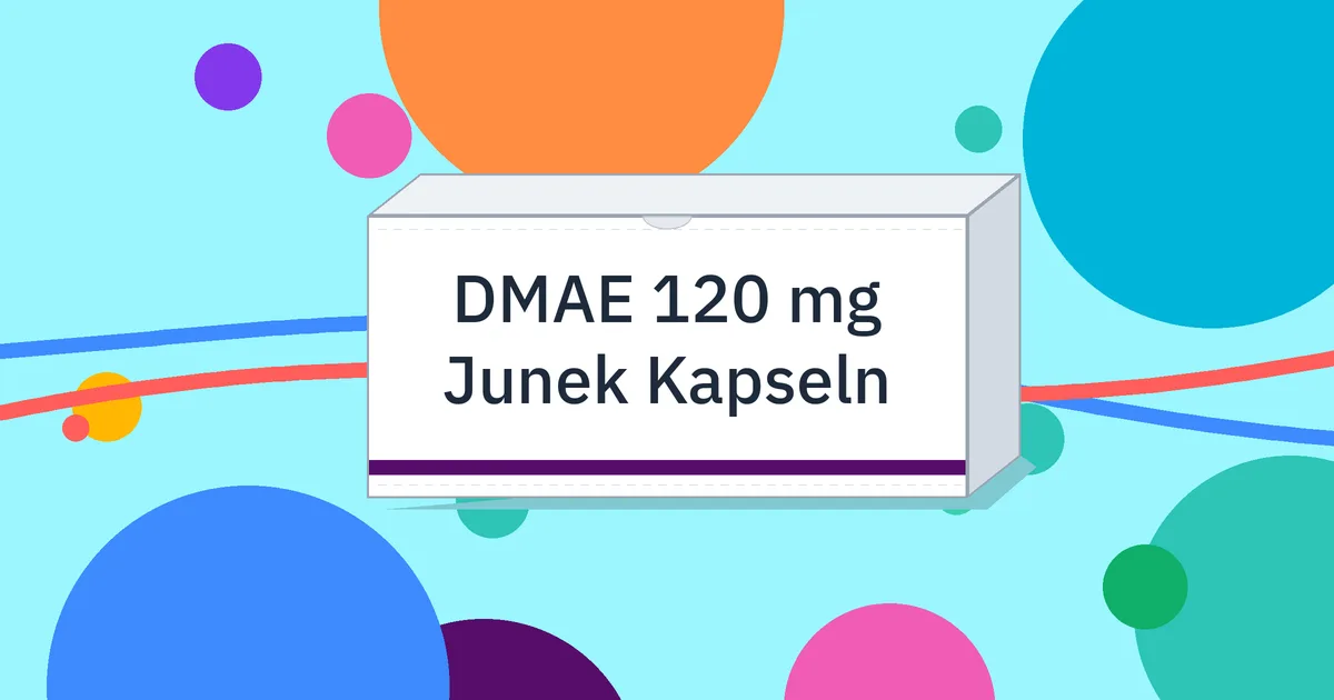 Symbolbild: Packung mit der Aufschrift DMAE 120 mg Junek Kapseln (PZN 10829567) – Verfügbarkeit und Bezug in Apotheken in Frankfurt am Main