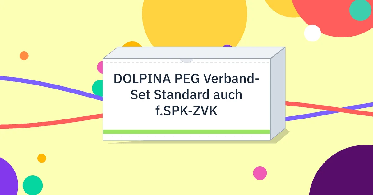 Symbolbild: Packung mit der Aufschrift DOLPINA PEG Verband-Set Standard auch f.SPK-ZVK (PZN 16616281) – Verfügbarkeit und Bezug in Apotheken in Frankfurt am Main
